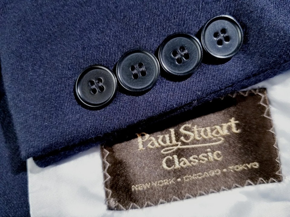 42XL EXTRA LONG Paul Stuart wool Flannel Navy Blue sport coat Blazer ...