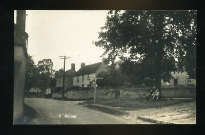 ASHCOTT Somerset View of Village at the Road Junction - Houses /people ...