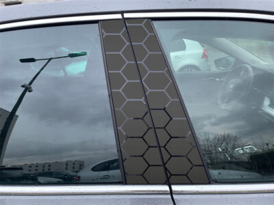 2X Honeycomb PVC Car B-pillar Stickers Auto Center Column Decoration ...