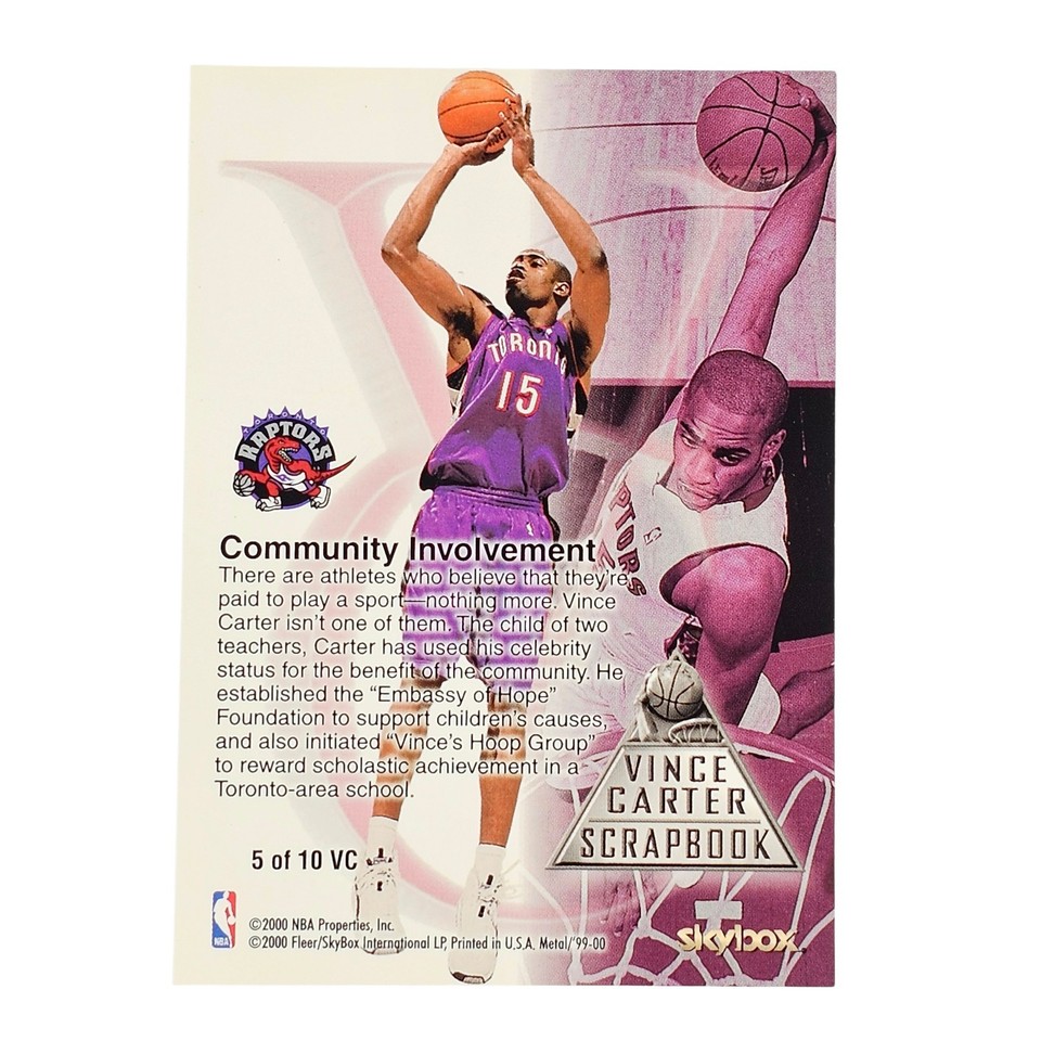 1999-00 SkyBox Metal Vince Carter #5 of 10 VC Raptors Scrapbook | eBay