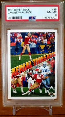 1991 Upper Deck - Joe Montana & Jerry Rice #35 Arial Threats PSA 8 NM ...