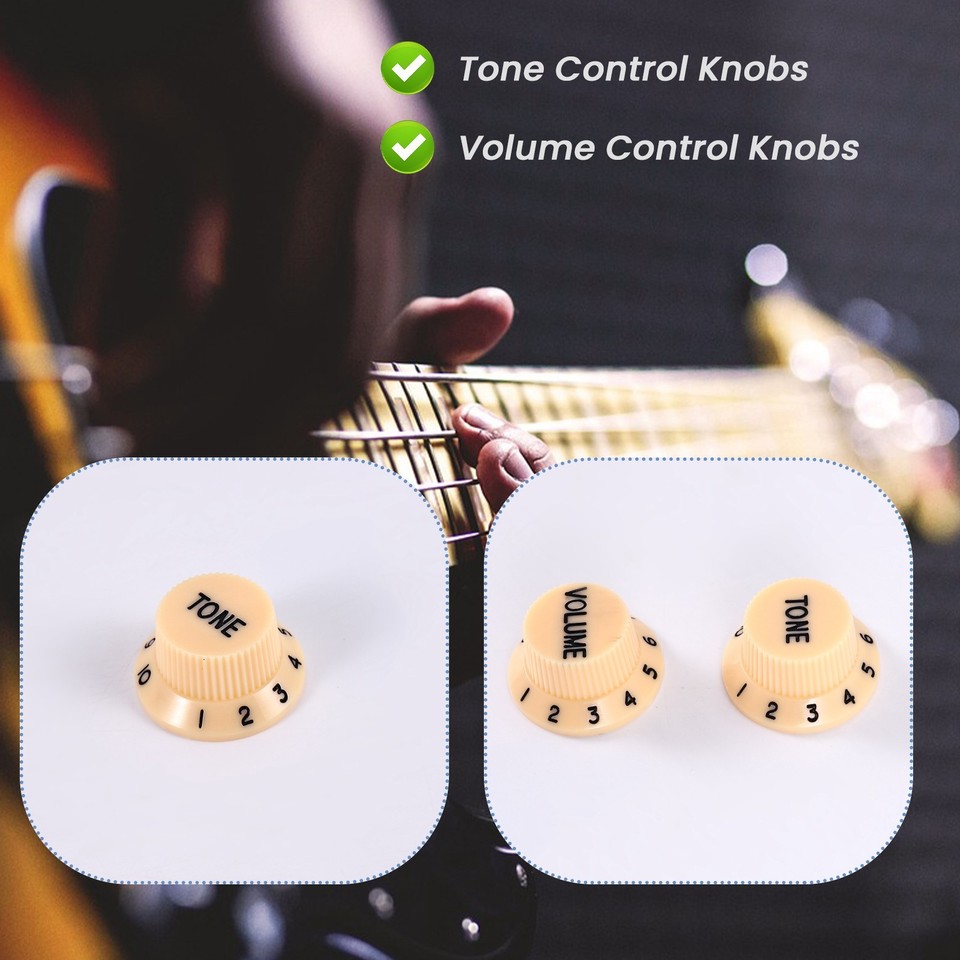 Cream Dark Font 1 Volume& 2 Tone Guitar Control Knobs For Y2H35566 ...