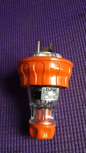 56P310SL, CLIPSAL 2 Flat Round Earth Pin Plug Top Straight 3 Pin 10A ...