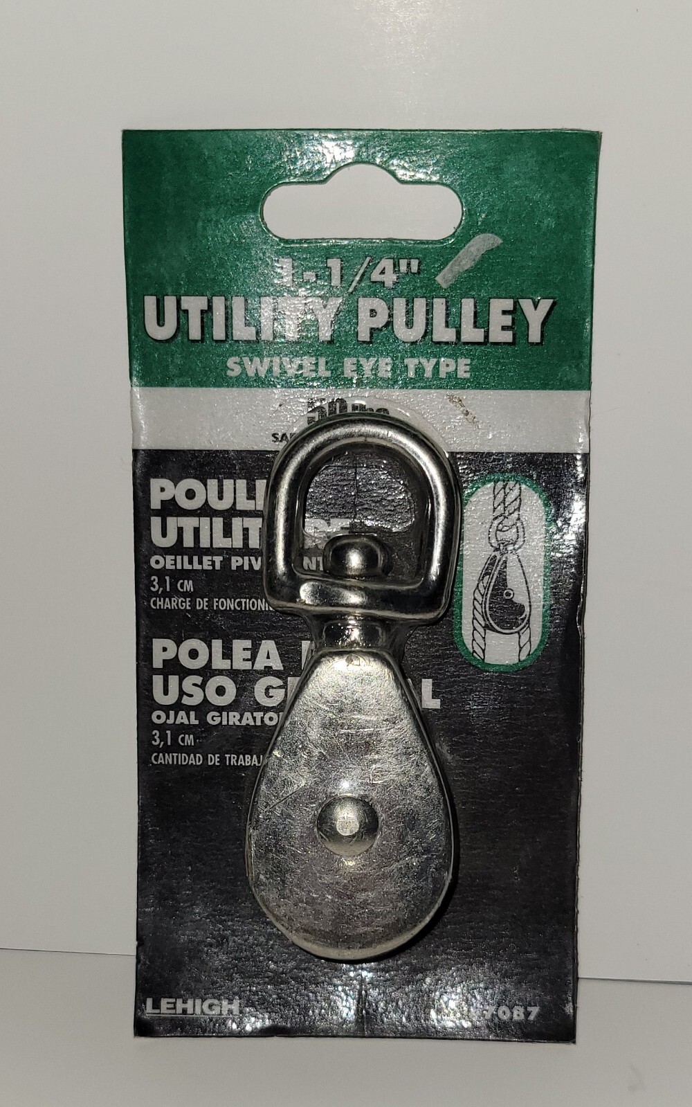 Utility Pulley 1 1/4" New In Package Swivel Eye Type -Ideal for 1/4 ...