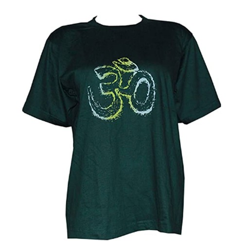 Casual Wear Unisex Yoga Green Omm Print Graphic T-Shirt Cotton Tees Top ...