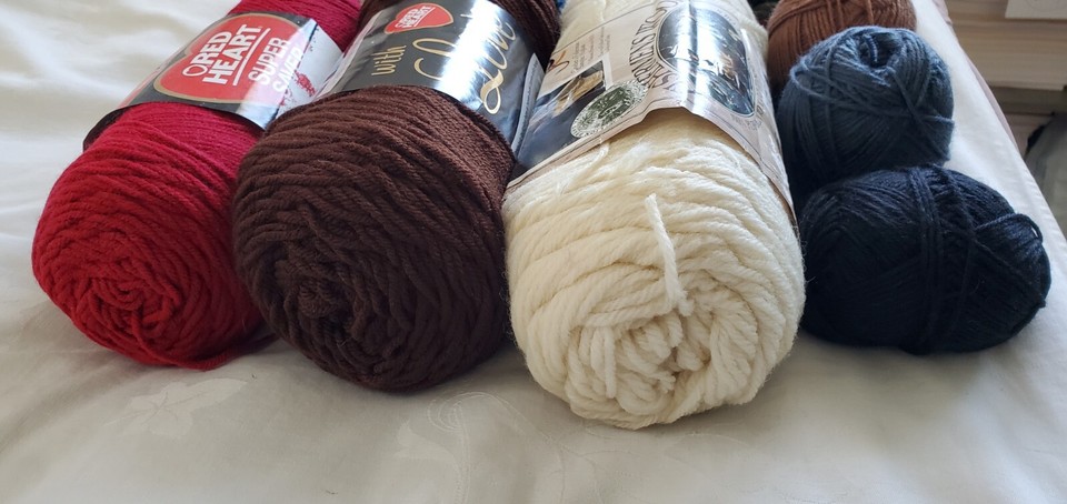 LOT of 6 Fishermens Wool Lion Brand Red Heart Lion Boucle Yarn Homespun ...
