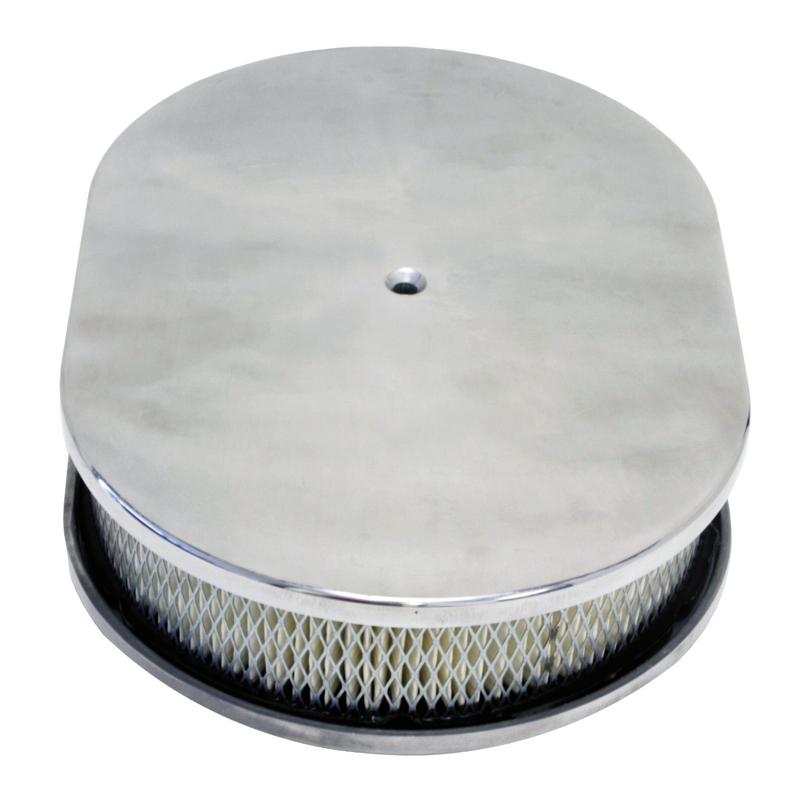 12" x 2" Oval Full Smooth Top Polished Aluminum Air Cleaner Assembly ...