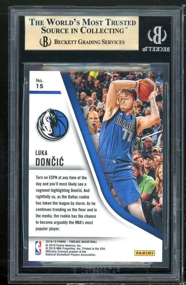 Luka Doncic Rookie Card 2018-19 Panini Threads Our Time Dazzle #15 BGS ...