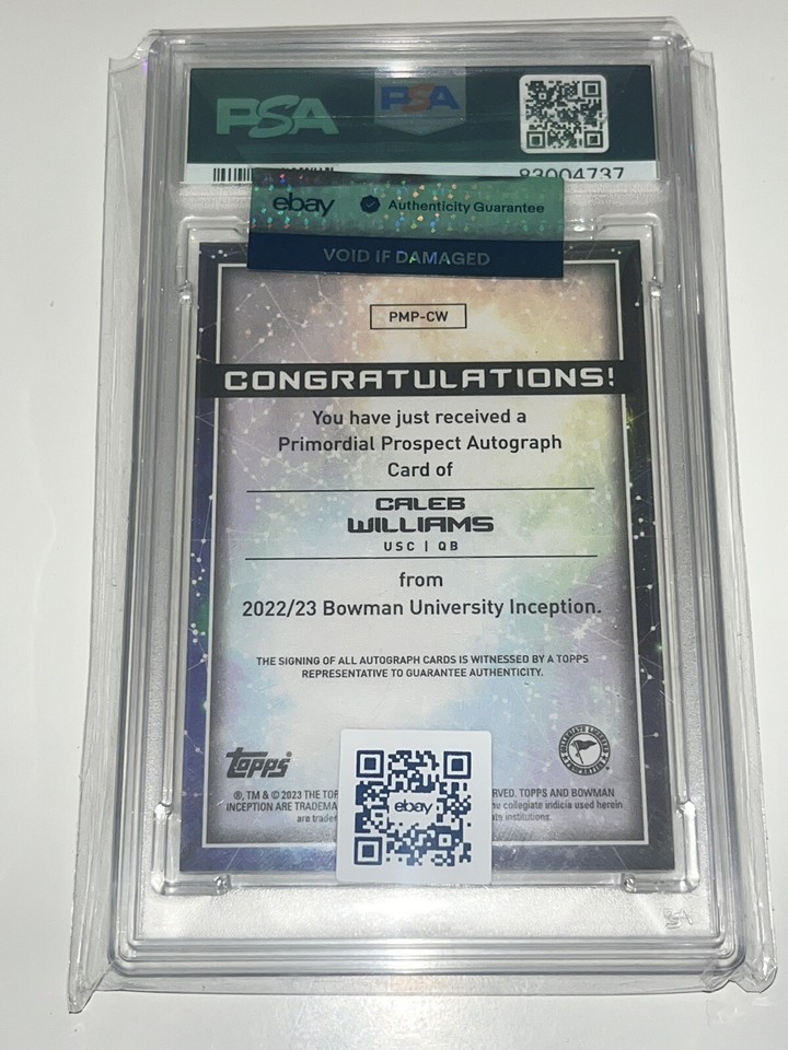 2022 Bowman U Inception Caleb Williams Gold Foil Auto /50 PSA 9 Auto 10 ...