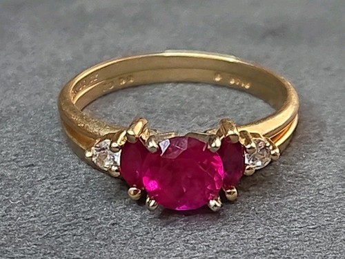 14k Yellow Gold 1.5tcw Red Ruby Diamonique CZ Engagement Ring Wedding ...