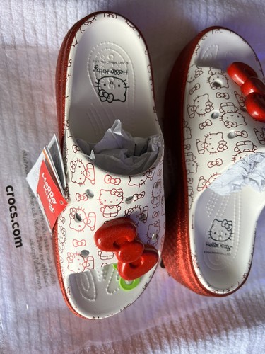 Hello Kitty Crocs Stomp Slides M9/W11 White Red Slip on Shoes ...
