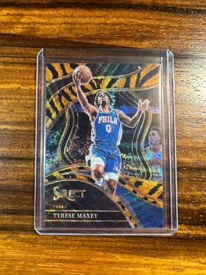 TYRESE MAXEY 2023-24 Panini Select #244 Courtside Level Tiger Stripe SP ...