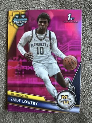 2023-24 Bowman Chrome U #99 Zaide Lowery Pink Refractor Marquette ...