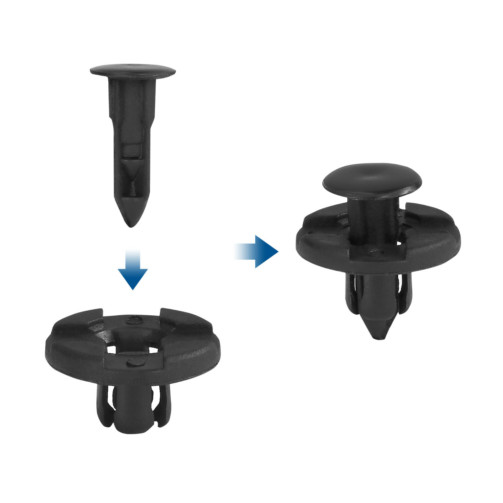 1000X Plastic Rivet Fastener Mud Flaps Bumper Fender Push Clips 8mm For ...