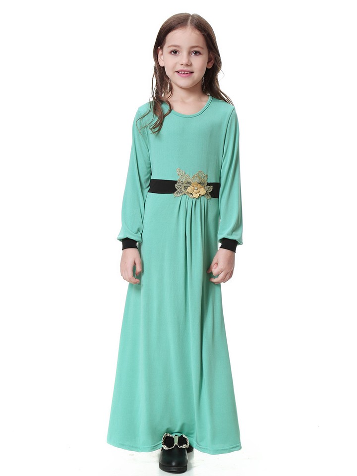 Muslim Child Girls Abaya Long Dress Burka Prayer Maxi Kaftan Robe Arab ...