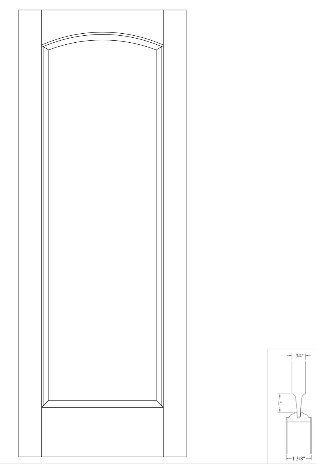 Primed Smooth 1 Panel Arch Top Raised Panel Solid Core Interior Doors ...