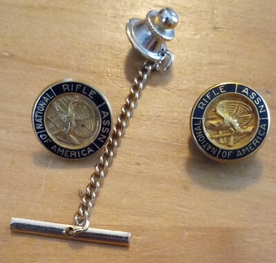 1960s National Rifle ASSN NRA Lapel Pin Hat Pin Tie Tack Set Leavens 1/ ...