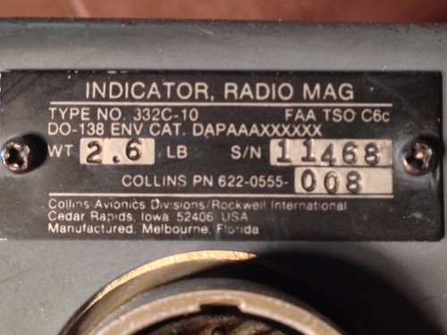 Collins RMI 332C-10 Indicator , pn 622-0555-008 | eBay
