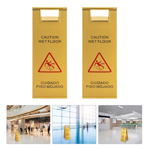 2 Pack Caution Wet Floor Sign Gold 24 Inch Fold Out Wet Floor Signs ...