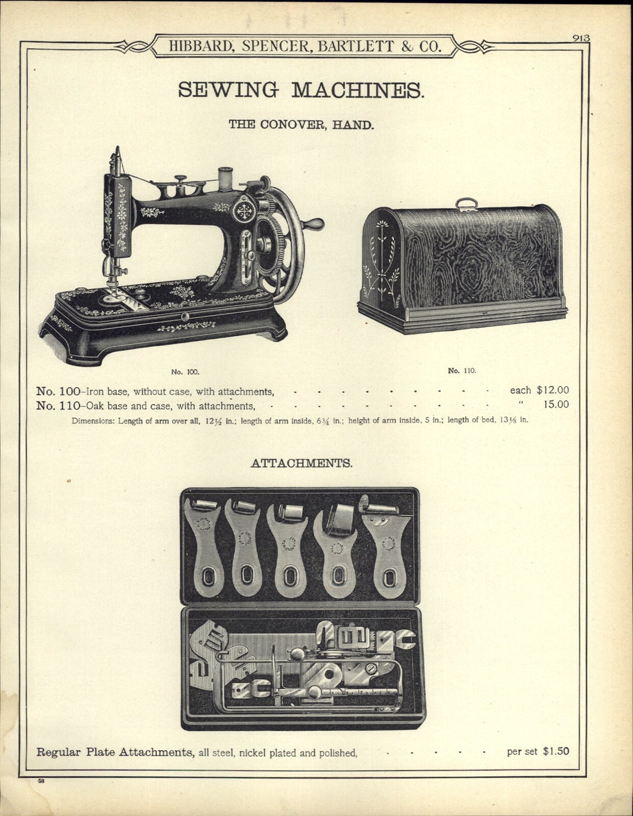 1890s PAPER AD Hand Power Crank The Conover Sewing Machine | eBay