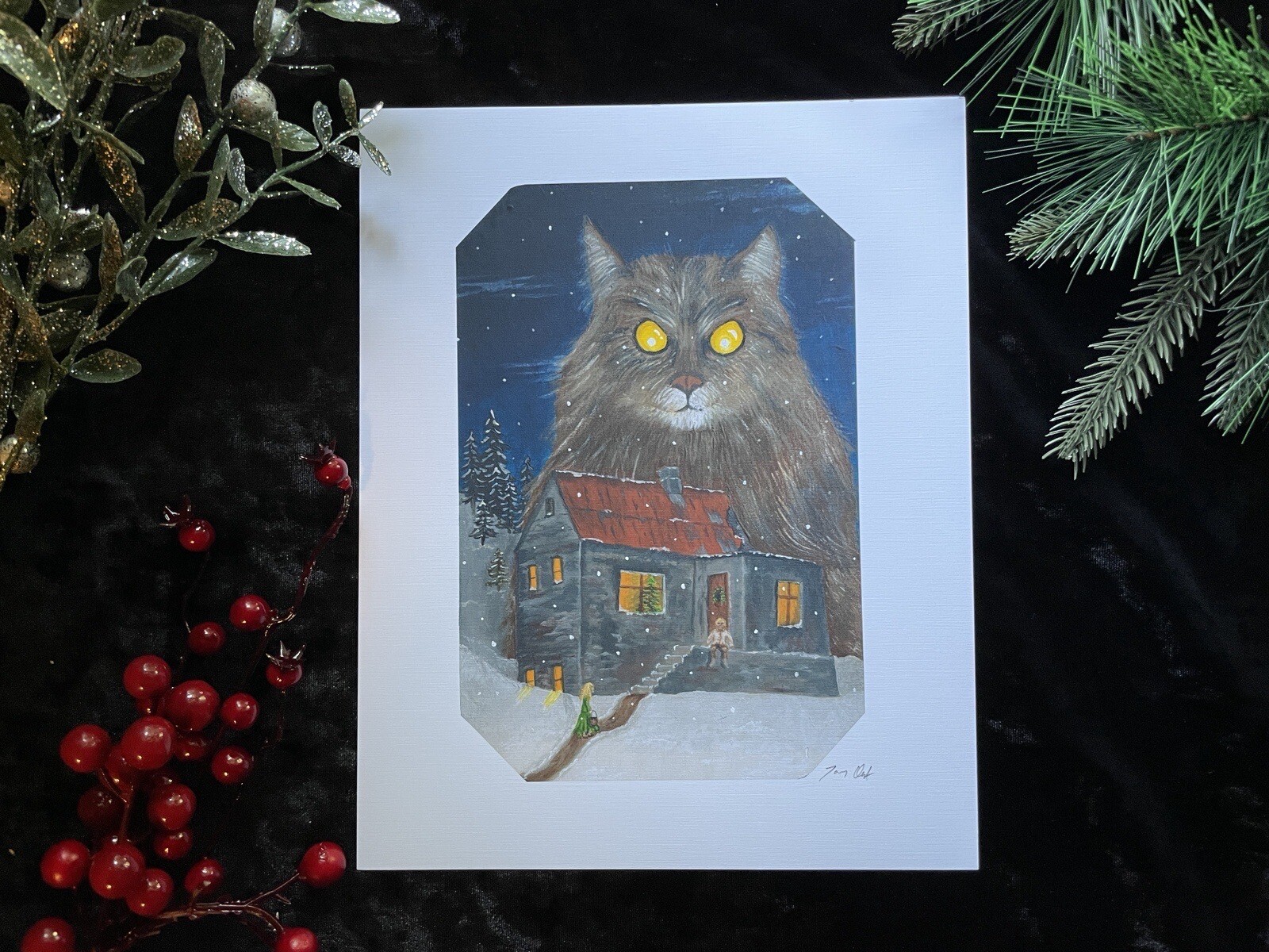 Yule Cat Jólakötturinn Fine Art Print! Original Creepmas Folklore Decor ...