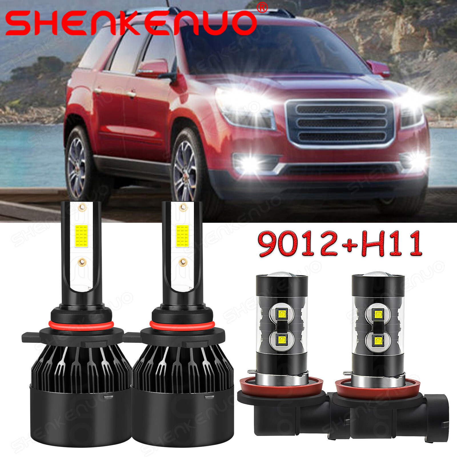 For GMC Acadia 2013-2018 - 9012 H11 LED Headlight + Fog Light Bulbs ...