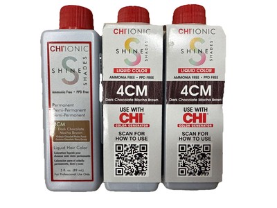LOT OF 3 CHI Ionic Shine Shades 4CM Dark Chocolate Mocha Brown Hair ...
