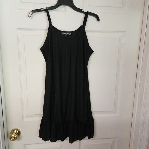 Women's Pretty Angel Black Slip Dress. Size Large. Ruffle Trim. | eBay