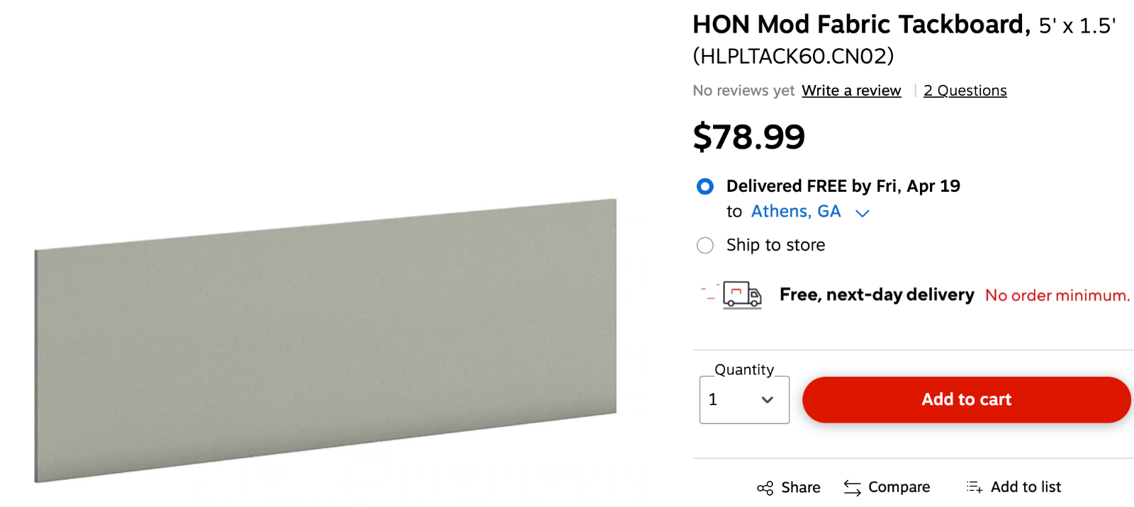 HON Mod Fabric Tackboard, 5' x 1.5' (HLPLTACK60.CN02) Portable | eBay
