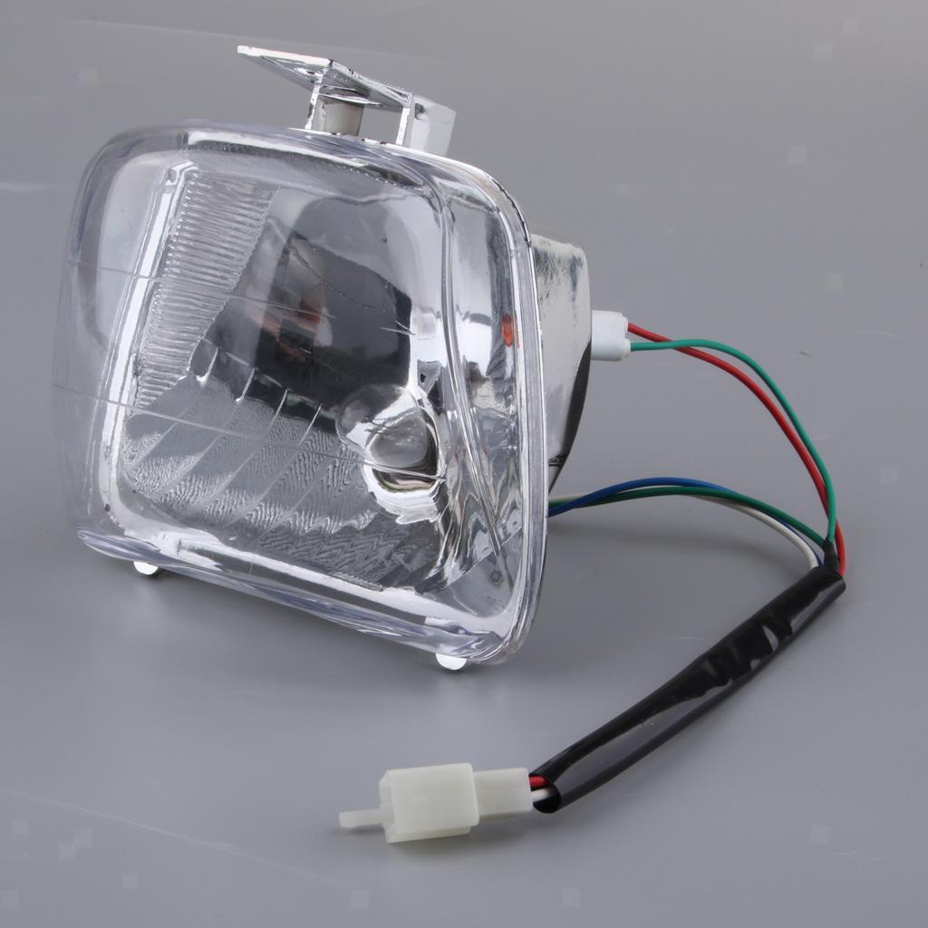 Motorcycle Square Beam Headlights Head Lamps Clear Lens 50cc 70cc 90cc ...