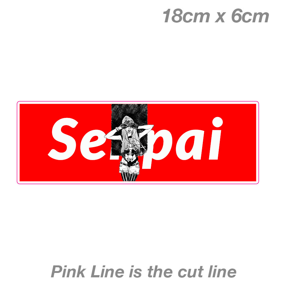 Senpai Cute Anime Girl with cross Slap Laptop , Car Vinyl Sticker ...