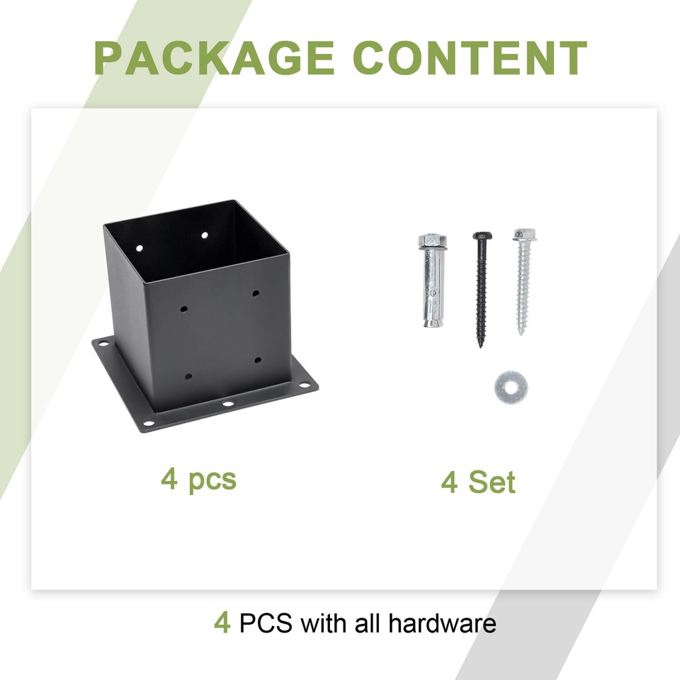 4 PCS 6x6 Post Base Post Anchors Deck Post Brackets Steel Inner 5.6x5.6 ...