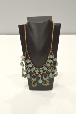 Middle Eastern Silver Kuchi Double Strand Turquoise Necklace | eBay