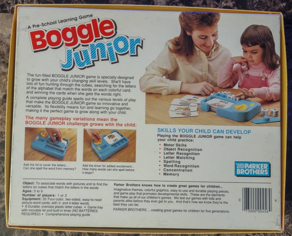 Vintage 1988 Parker Brothers Boggle Junior Game Complete w Box ...
