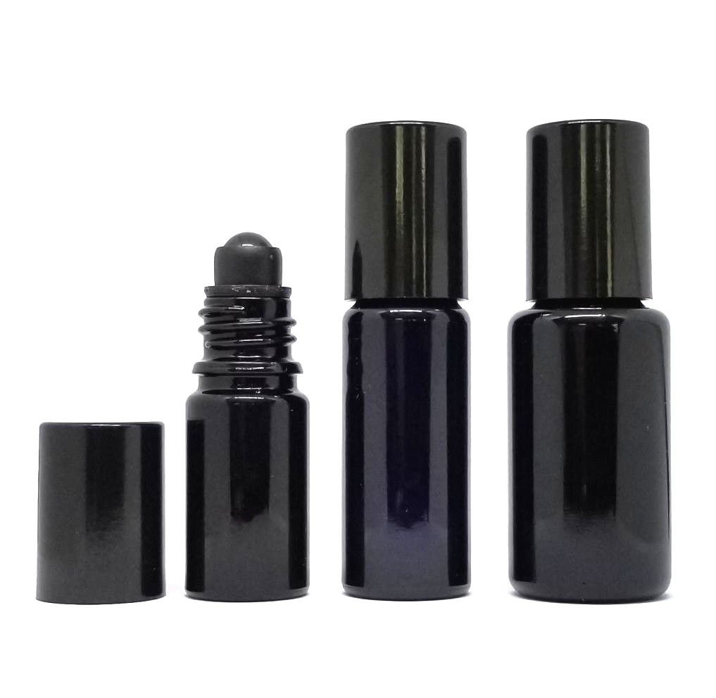 Miron Violet Glass Bottle with Glass Ball Roll on Cap 6 different sizes ...