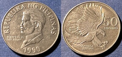 Philippines 1990 50 Sentimo Eagle KM-242.1 Copper-nickel XF+ #4 - US ...