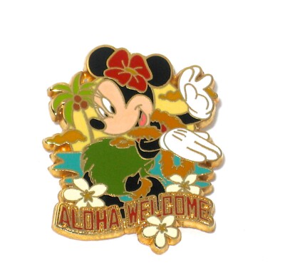 LE Disney Pin Minnie ALOHA WELCOME Hula Beach Flowers Palm Hawaii RARE ...