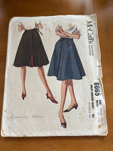 Vintage 1962 McCall's #6665 Sewing Pattern Wrap-Around Skirt Size Small ...