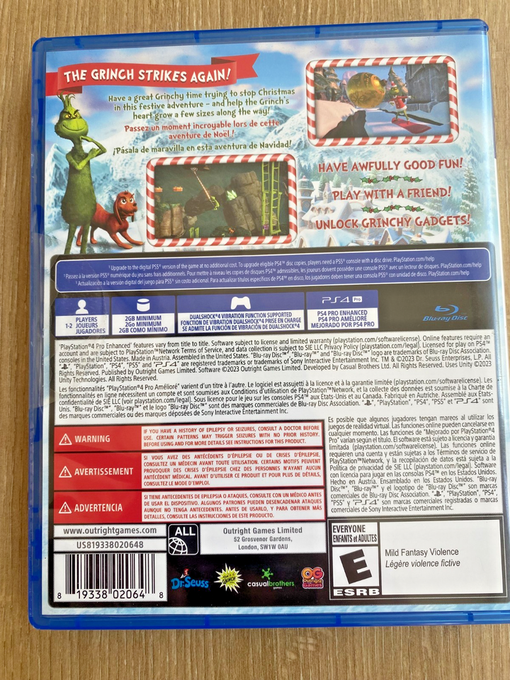 The Grinch Christmas Adventures PS4 w PS5 Upgrade Holiday Edition ...