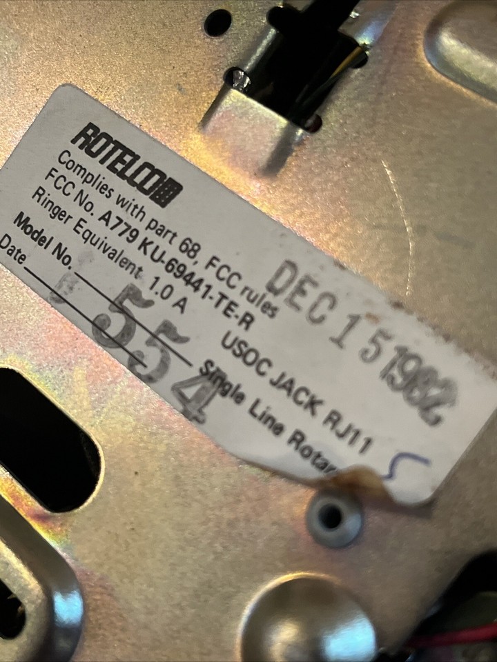 Vintage Rotelcom 1982 Model No 554 Single Line Wall Telephone ...