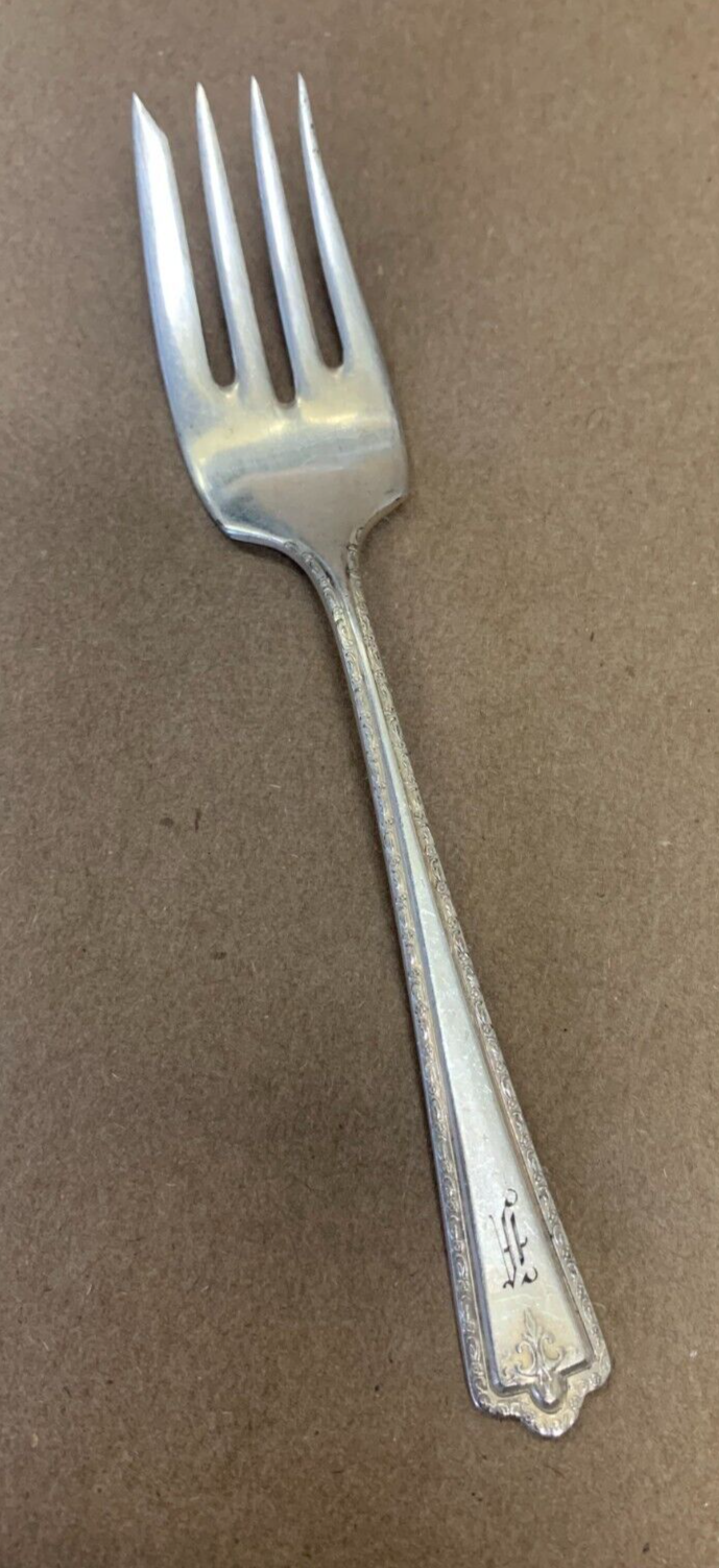 1 Salad Fork Bradford Oneida Silverplate 1929 Monogram F or H | eBay