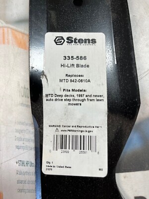 Stens 335-586 Hi-Lift Blade *2PK* (OF1A7) | eBay