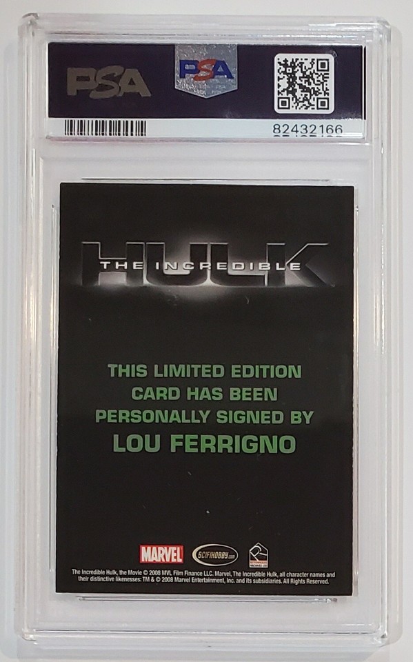 2008 Rittenhouse Archives LOU FERRIGNO Auto PSA 6 Incredible Hulk ...
