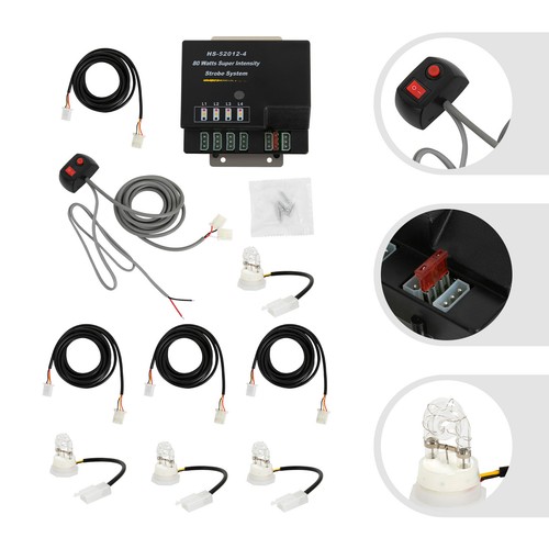 Strobe Lighting System Kit 4 HID Bulbs Hide Away Hazard Emergency ...