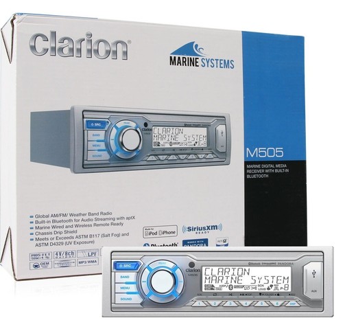 Clarion M505 Marine Bluetooth Media Player Pandora AM FM WB XM USB Aux ...