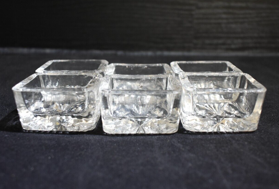 Set of 6 - Open Salt Cellars Wells - Cut Crystal Glass - Rectangle - 1 ...