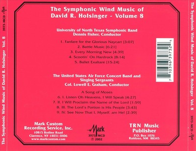 VARIOUS ARTISTS SYMPHONIC WIND MUSIC OF DAVID R. HOLSINGER, VOL. 8 NEW ...