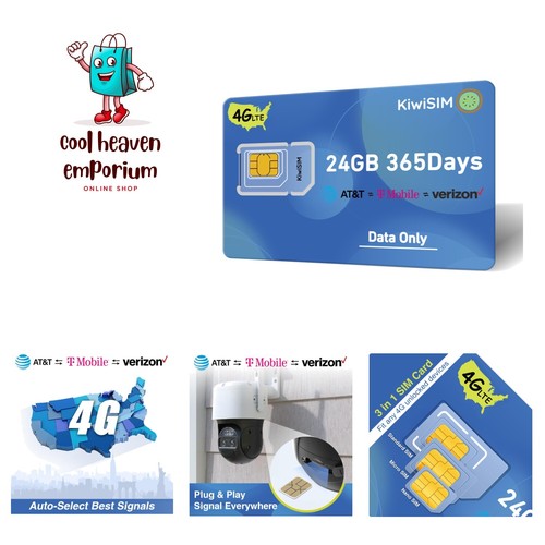 Data SIM Card 365Days, 4G LTE SIM Card Support for AT&T, T-Mobile and ...