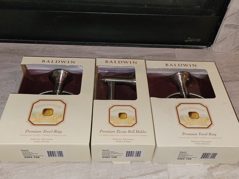 Baldwin Premium NAPOLI Brass Tissue Roll Holder 3403-150 & 2 Towel ...