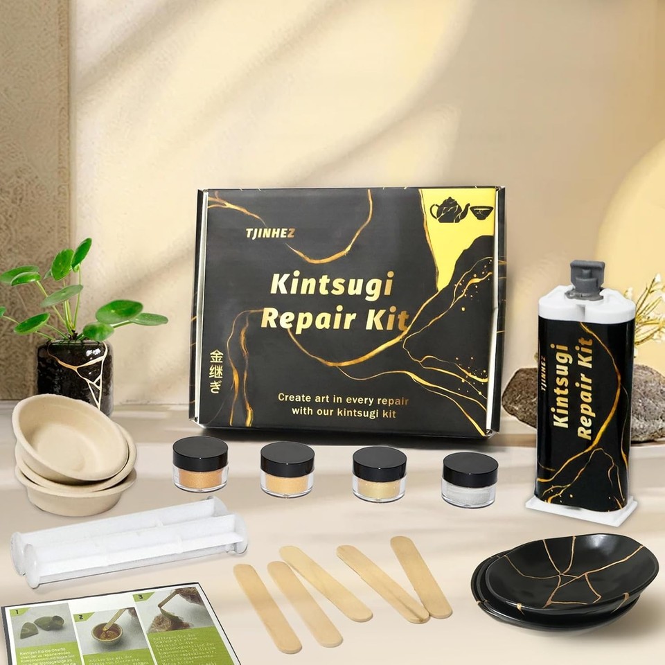 Kintsugi Repair Kit, Food Safe Gold & Silver Kintsugi Kit for Broken ...